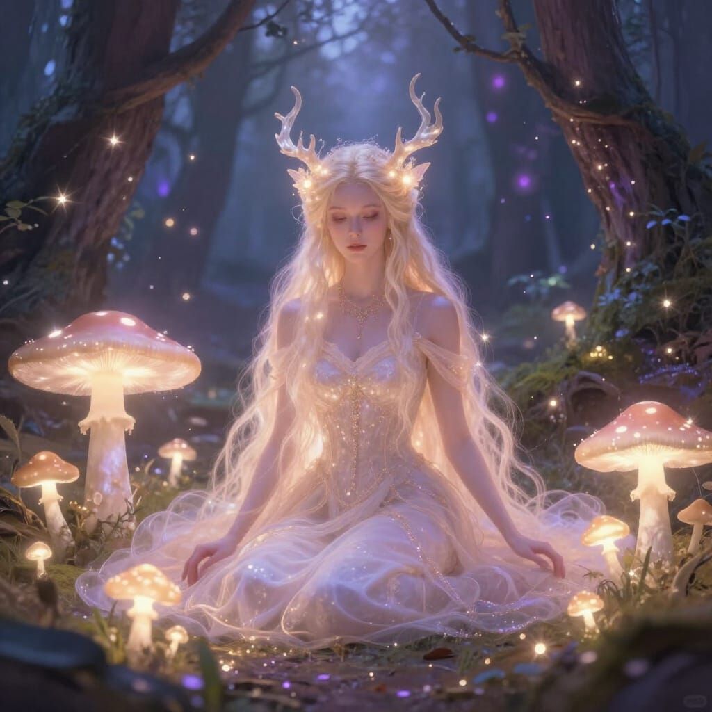 Ethereal Fae Queen - Ethereal Fae Queen in Magical Forest