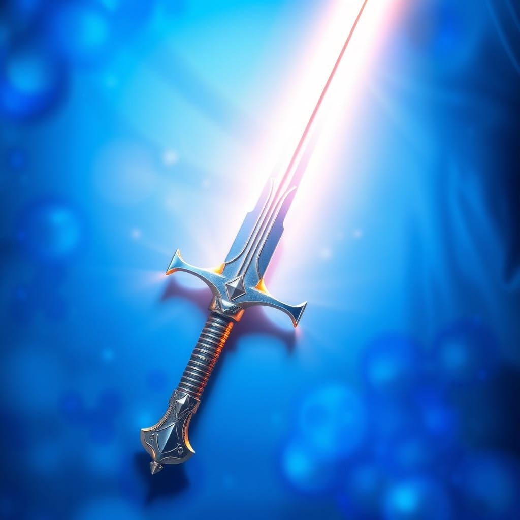 Ethereal Silver Sword Radiates Holy Power - AI Art