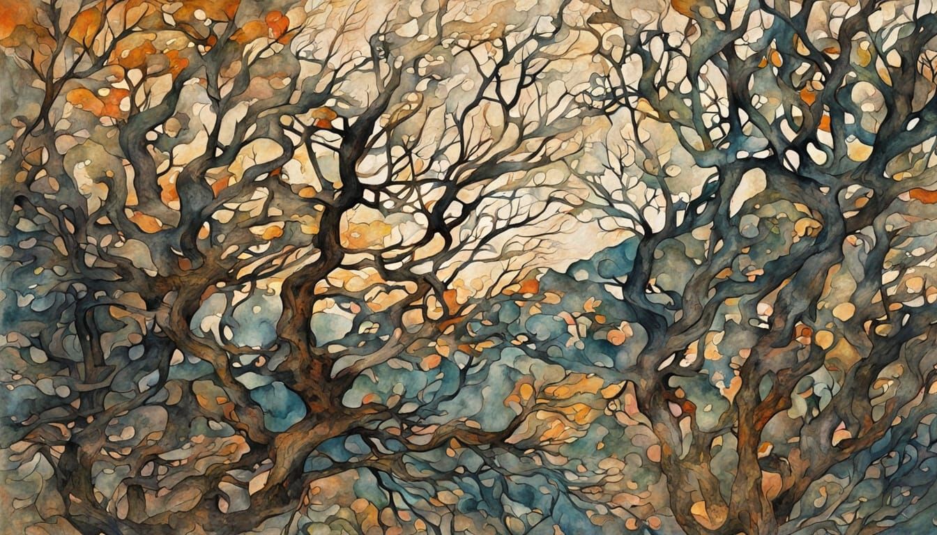 Interlaced - Ethereal Forest Interlacing in Art Nouveau Styl...