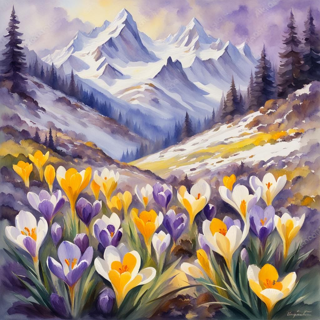 Spring in the mountains🌱🏔️ - AI Generated Artwork - NightCafe Creator