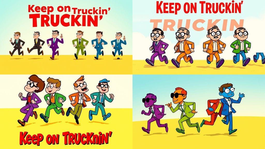 Vibrant Cartoon Figures Run Across Sunny Yellow Su... - AI Art