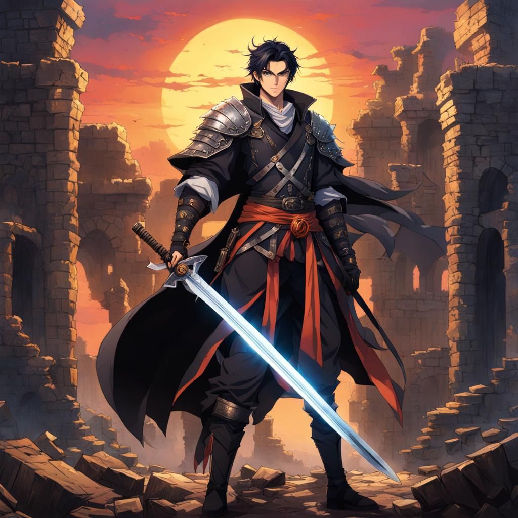 A 5'4" height single male magic swordsman dual wielding yin yang ...