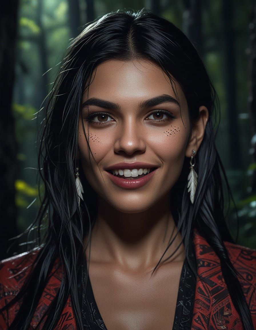 Surreal Vampire Goddess Emerges from Mystical Fore... - AI Art