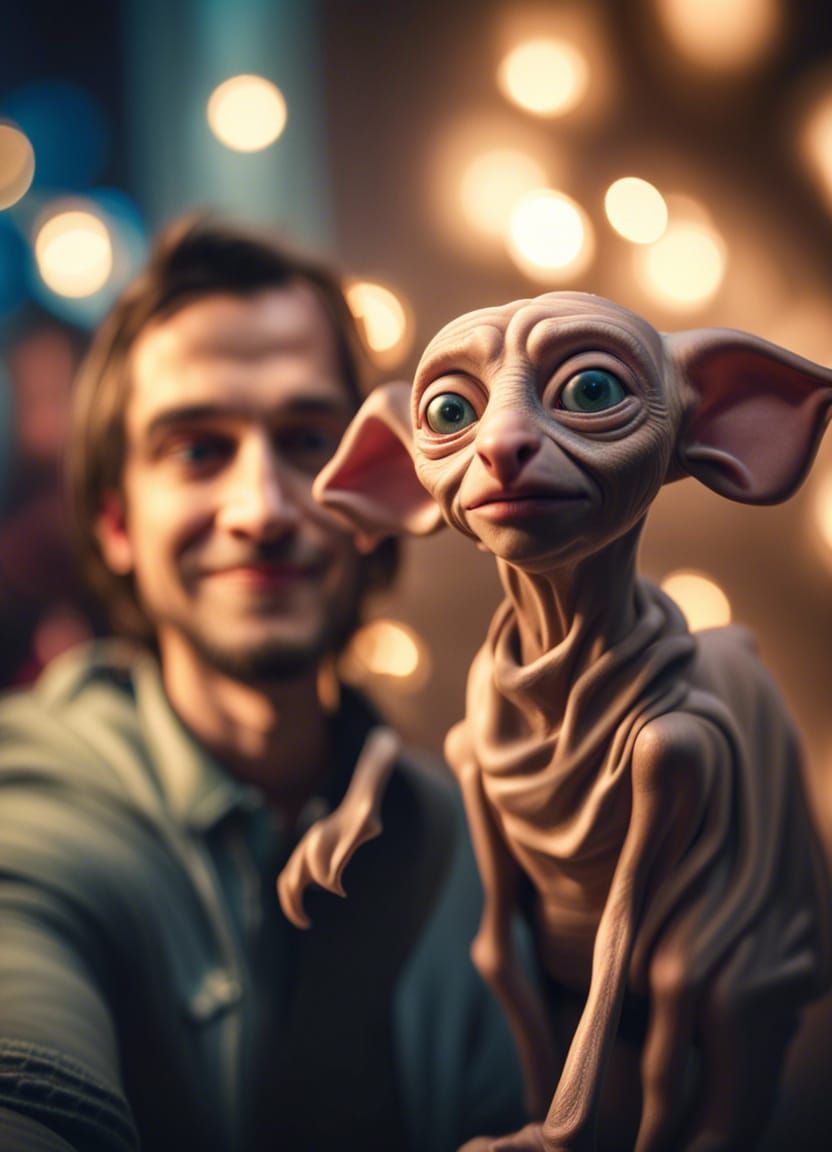 Selfie with Dobby! Master gave me a stocking! - AI Generated Artwork ...