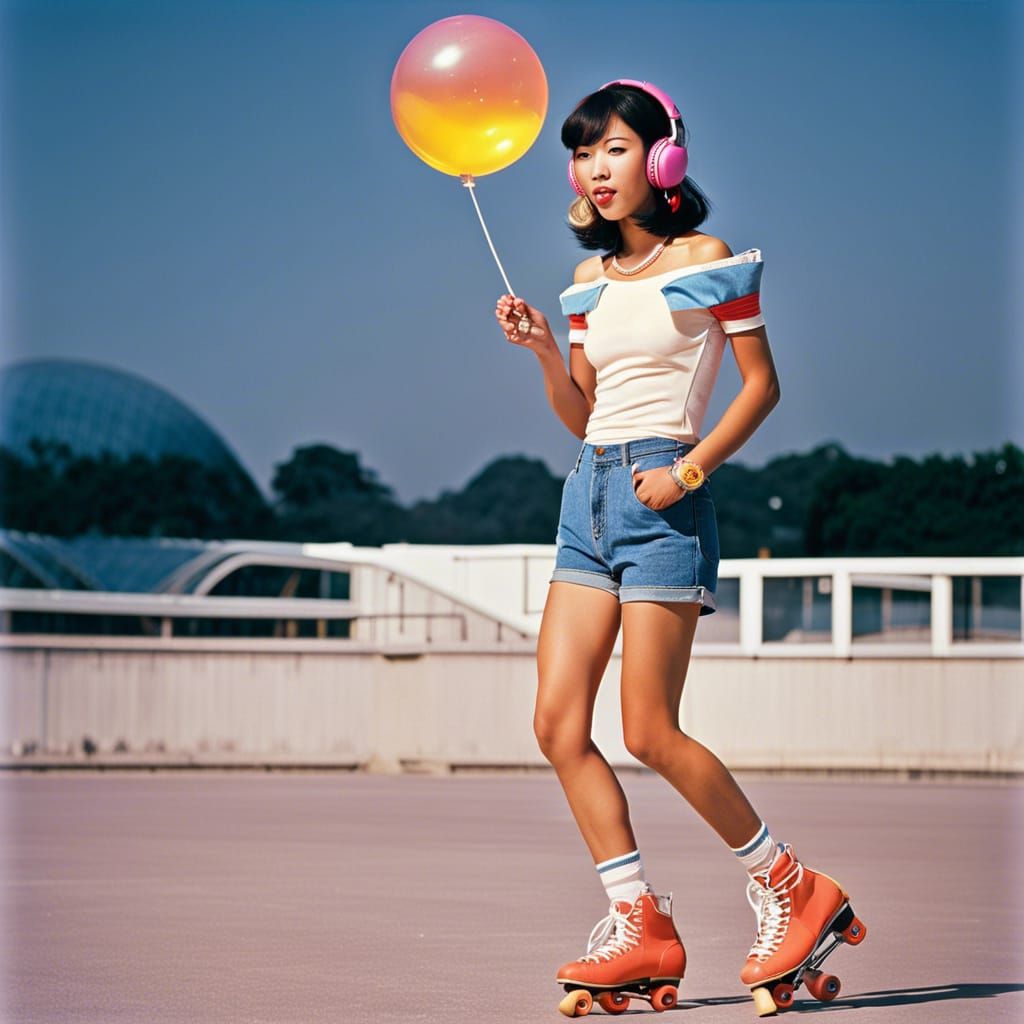 Eighties Rollergirl - Photoreal - AI Generated Artwork - NightCafe Creator