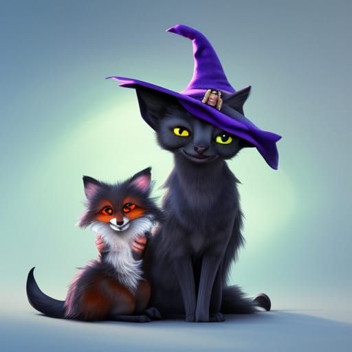 Highly beautiful intricate Cute soup eating snooping Fox, big shiny ...