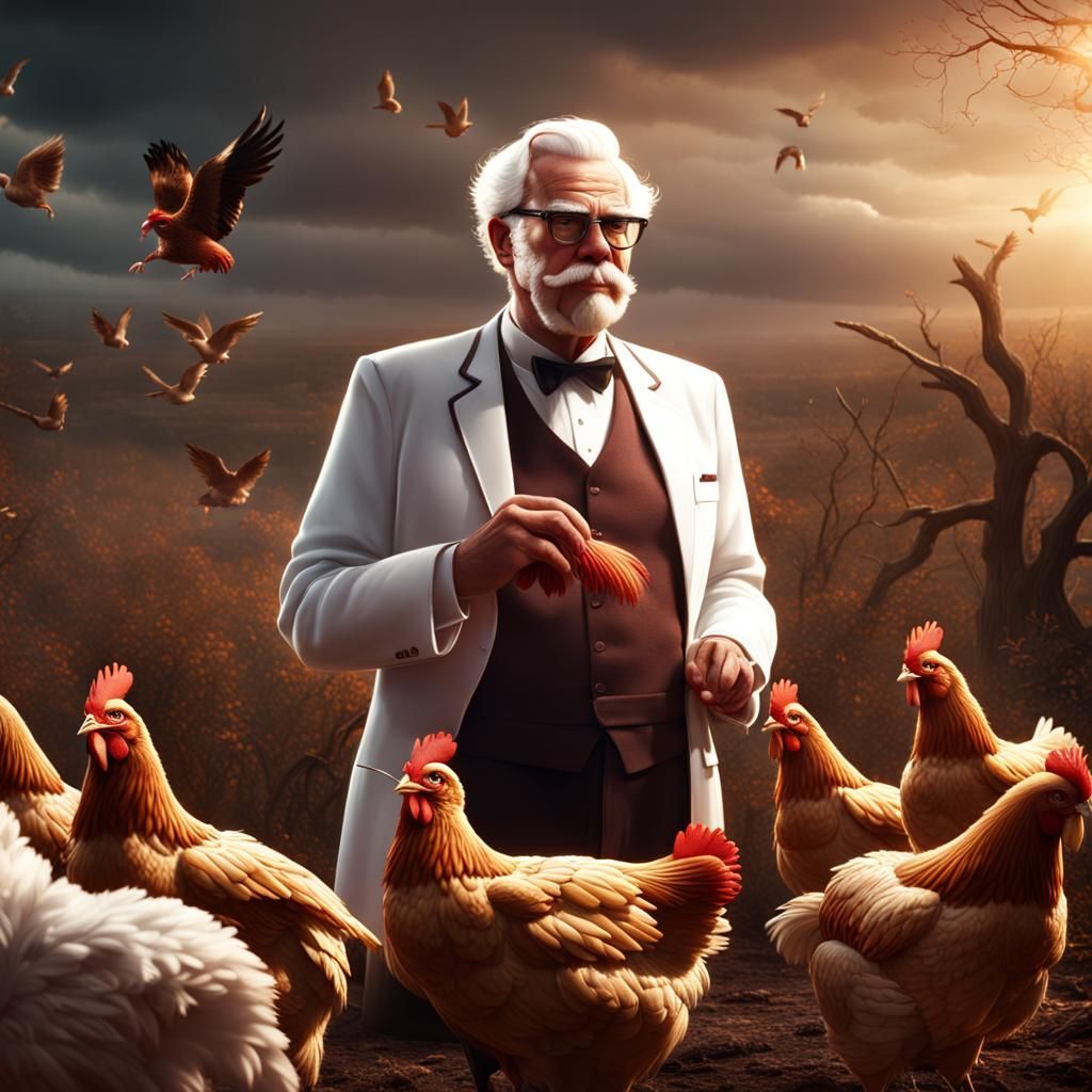 colonel sanders harvesting the chicken - AI Generated Artwork ...