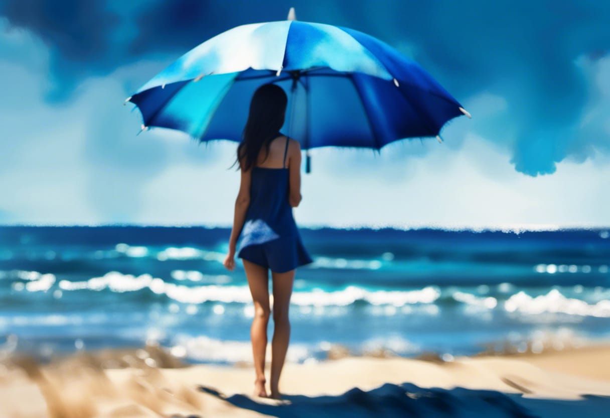 Blue umbrella #2 - AI Generated Artwork - NightCafe Creator