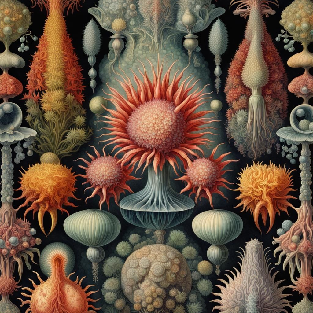 Vintage crsytals Ernst Haeckel Botanical Print colourful Epic cinematic ...
