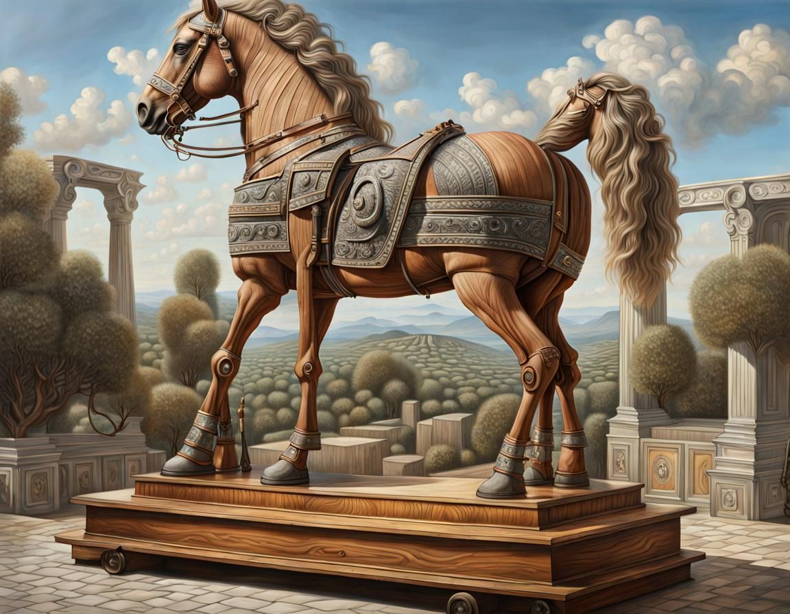wooden Trojan Horse - AI Generated Artwork - NightCafe Creator