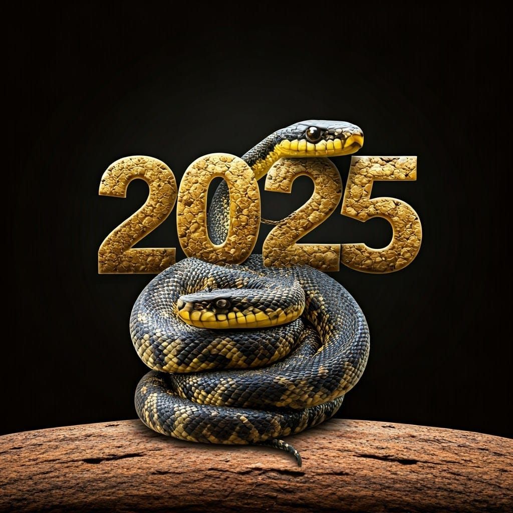 Snake forming the number 2025 - Snake Shaping the Year 2025