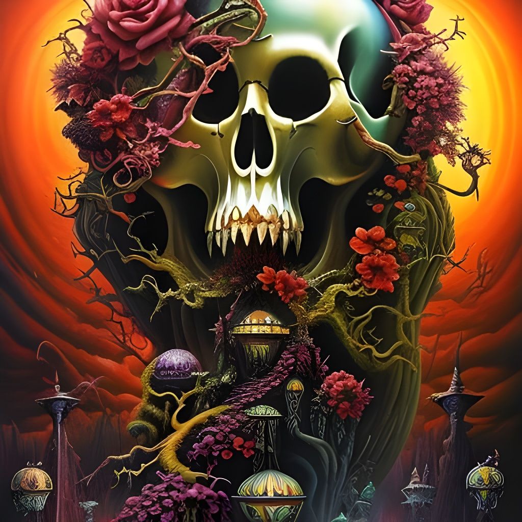 Skulls n'roses - AI Generated Artwork - NightCafe Creator