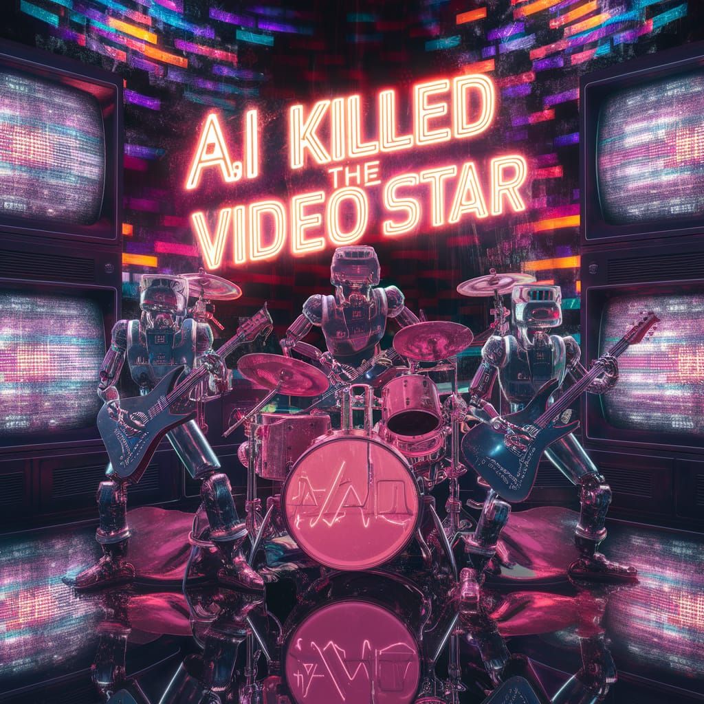 Robot Rock "AI killed the video star" title of album cover banner art ...