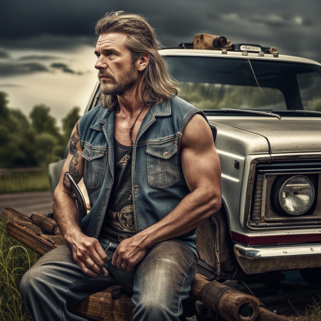 A redneck superior with a mullet, intricate details, HDR, beautifully ...