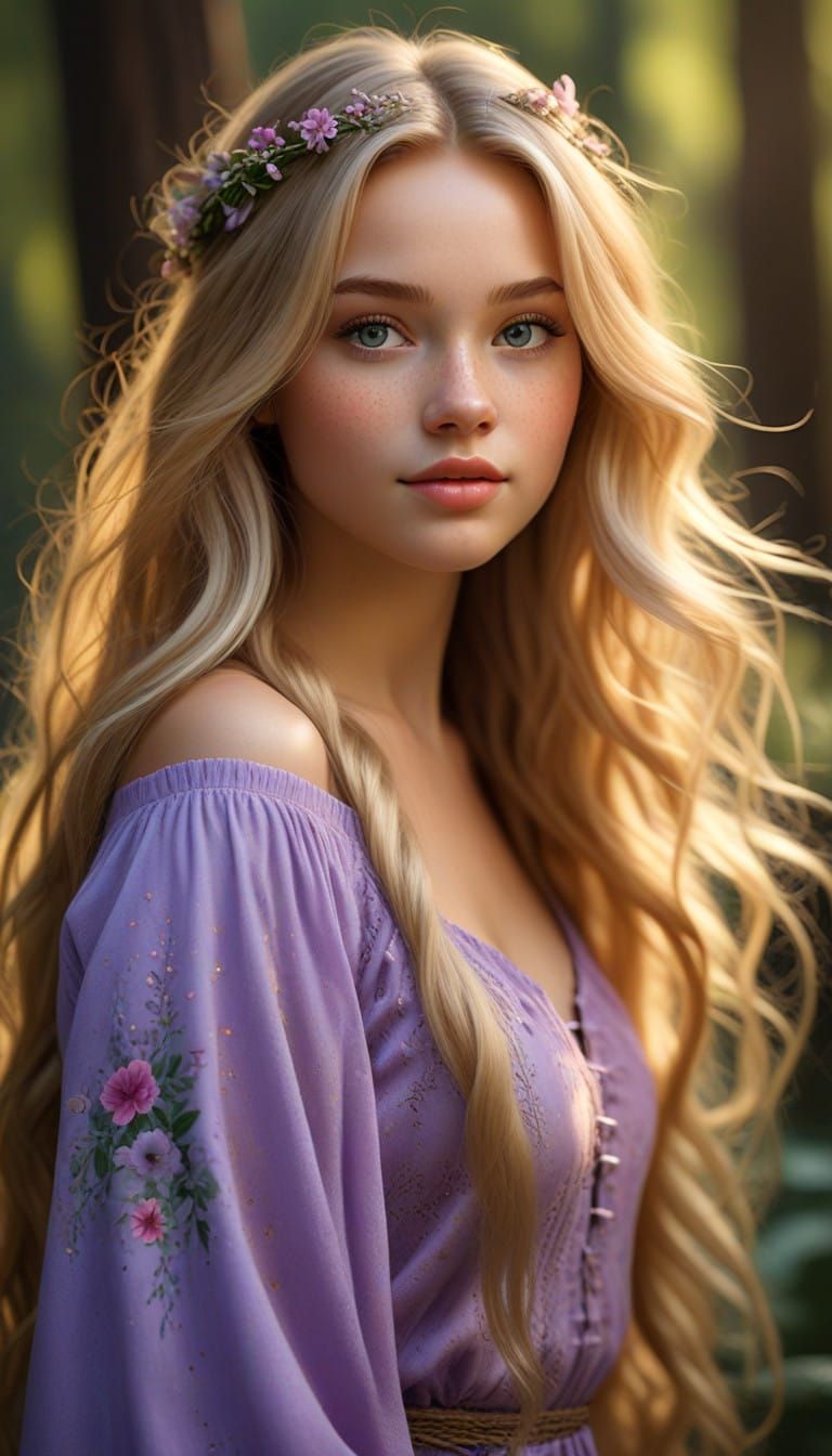 Realistic portrait of Disney’s Rapunzel