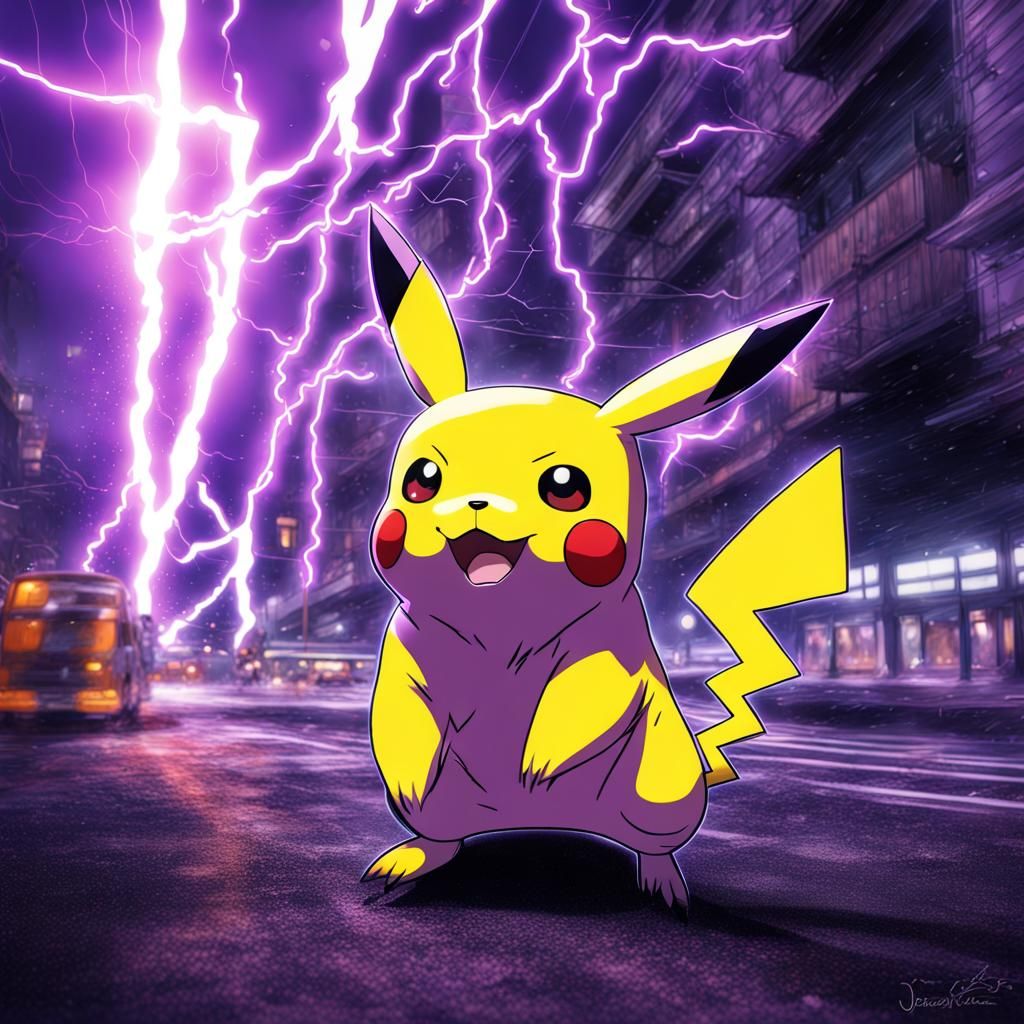 Thunderbolt pikachu in purple intricate details, HDR, beautifully shot ...