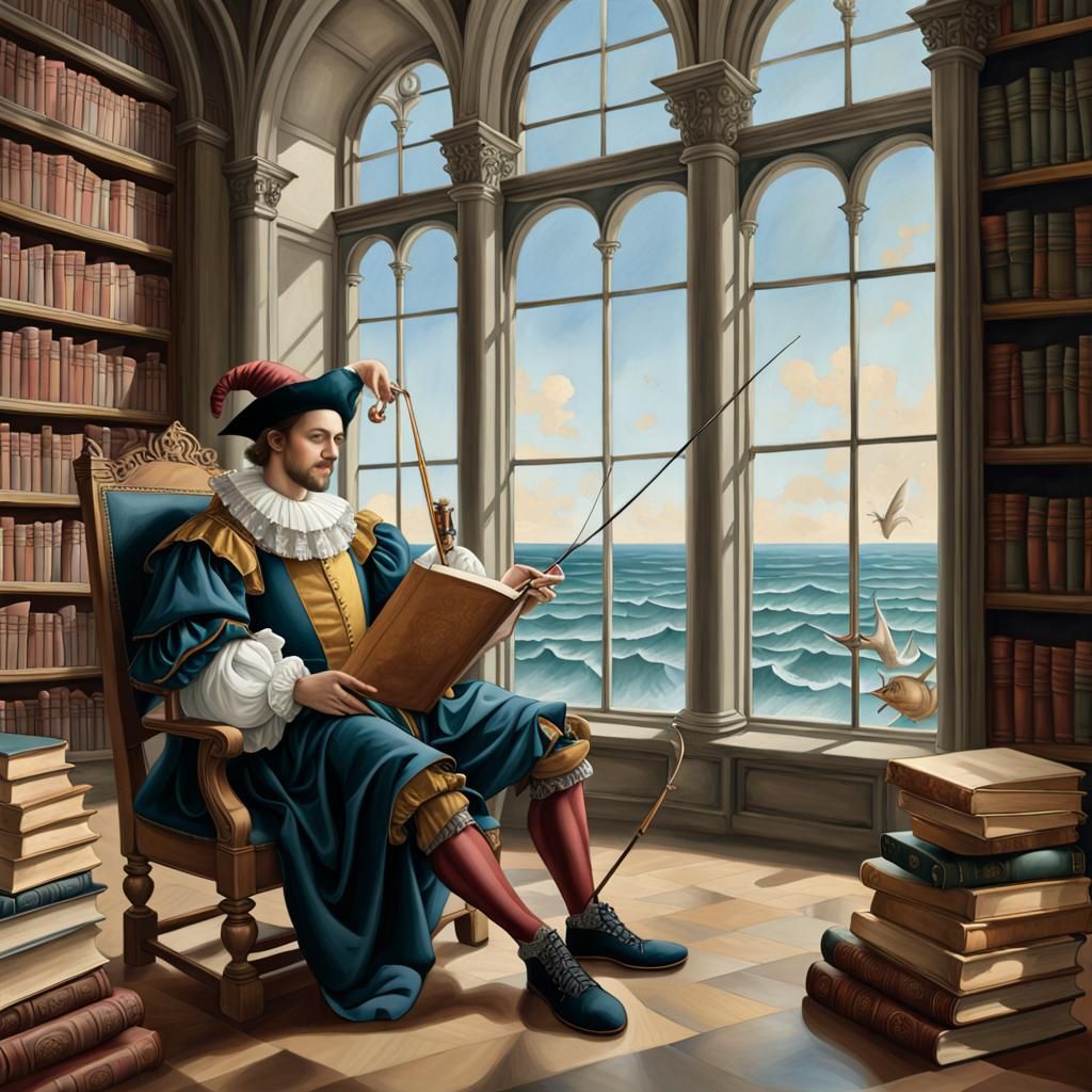 Create a European-style painting featuring Stańczyk, the Renaissance ...