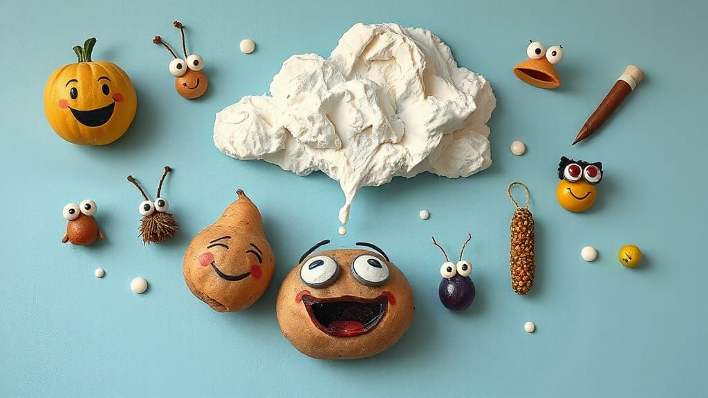 A whimsical collection of everyday objects that resemble faces, from a ...