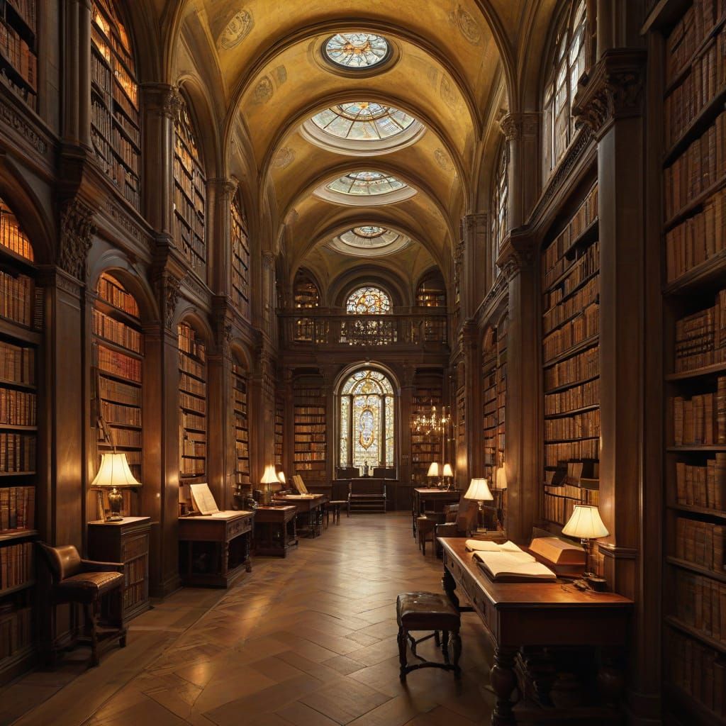 Ethereal Byzantine Library Sanctuary - AI Art