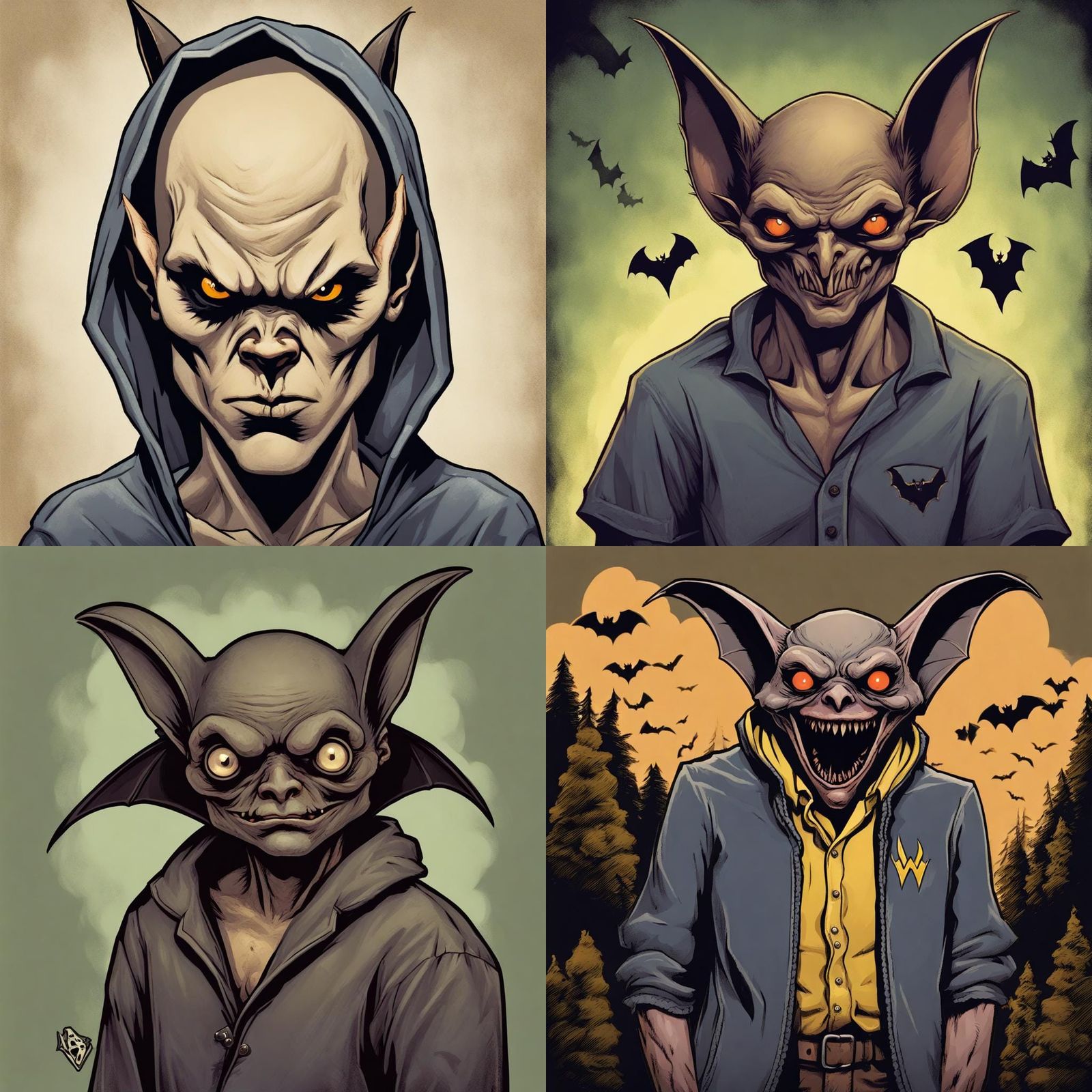 West Virginia Bat Boy cryptid at 31 years old. Full color portrait ...
