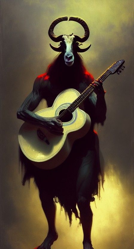 goat demon playing guitar - AI Generated Artwork - NightCafe Creator