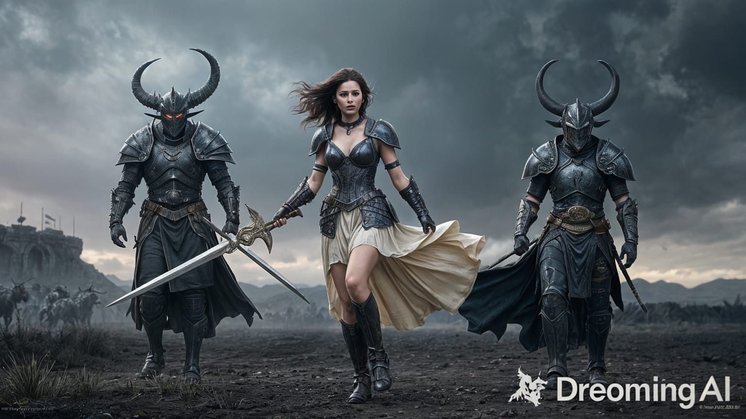 Two knight guarding their princess.