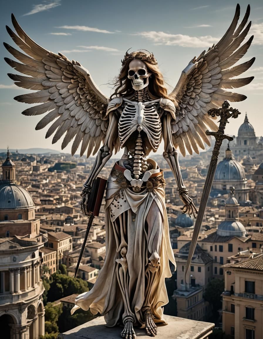 female angel skeleton in Rome - AI Generated Artwork - NightCafe Creator