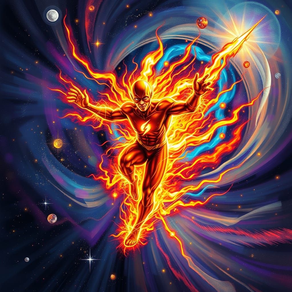 Hindu God The Flash in action - Divine Speedster in Cosmic V...
