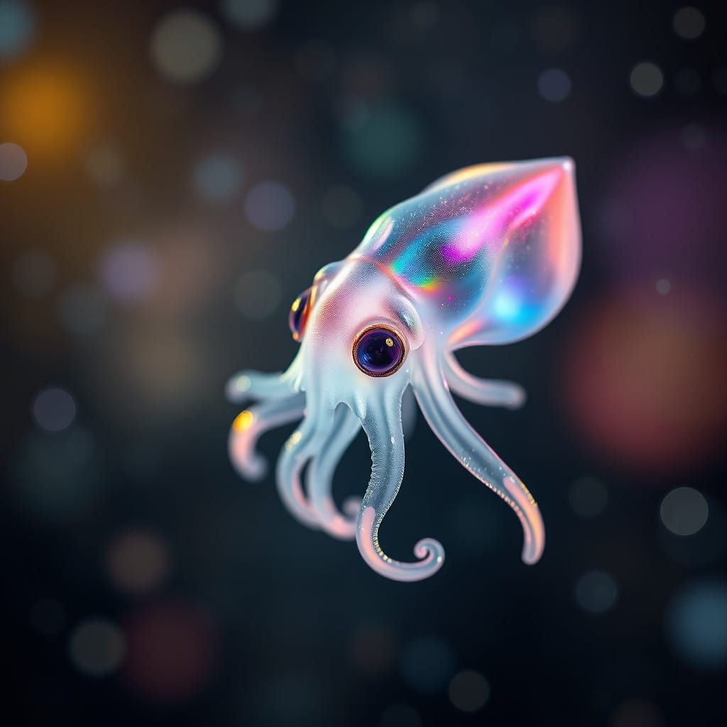 Cosmic Squid in Vibrant Space - AI Art