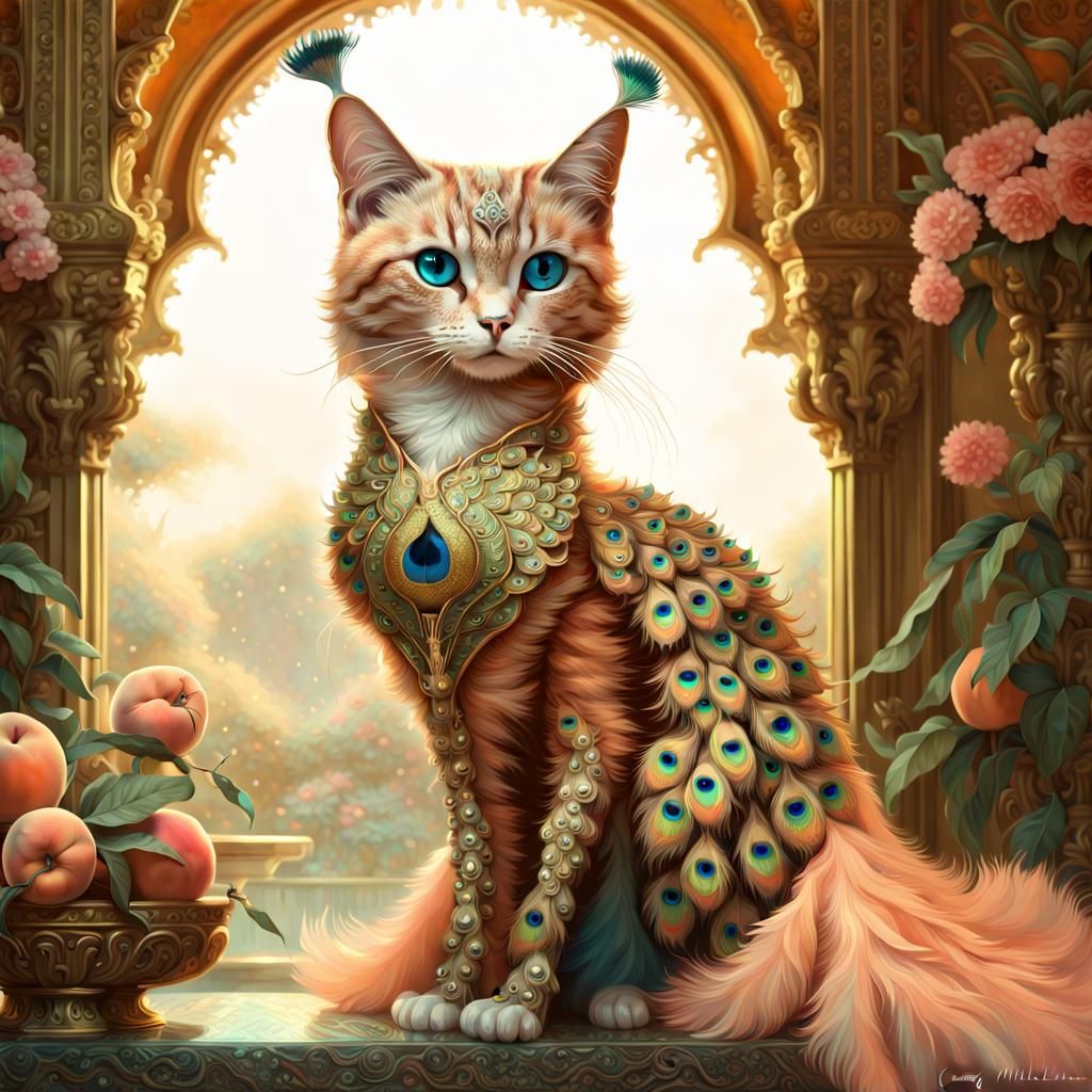 Peacock Cat Hybrid - AI Generated Artwork - NightCafe Creator