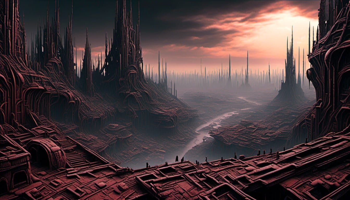 (Dystopian Landscape) /(3d shading)/(incredibly deep hyperdetailed ...