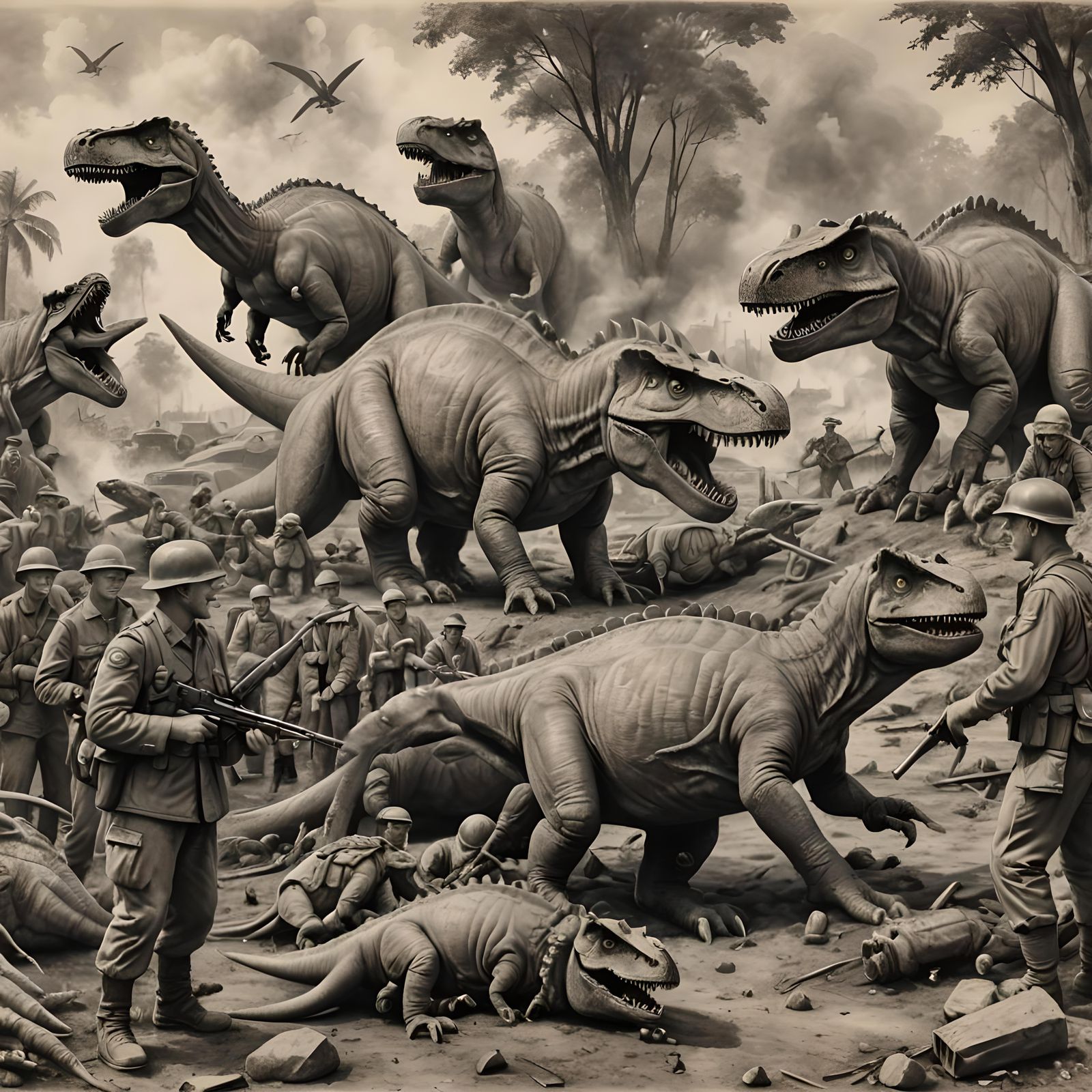 When a Dinosaur Army was Recruited in World War 2 - AI Generated ...