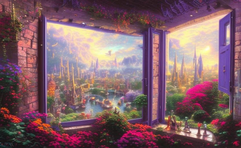 a peek into a bustling city , glimpse of nature's beauty, view through ...