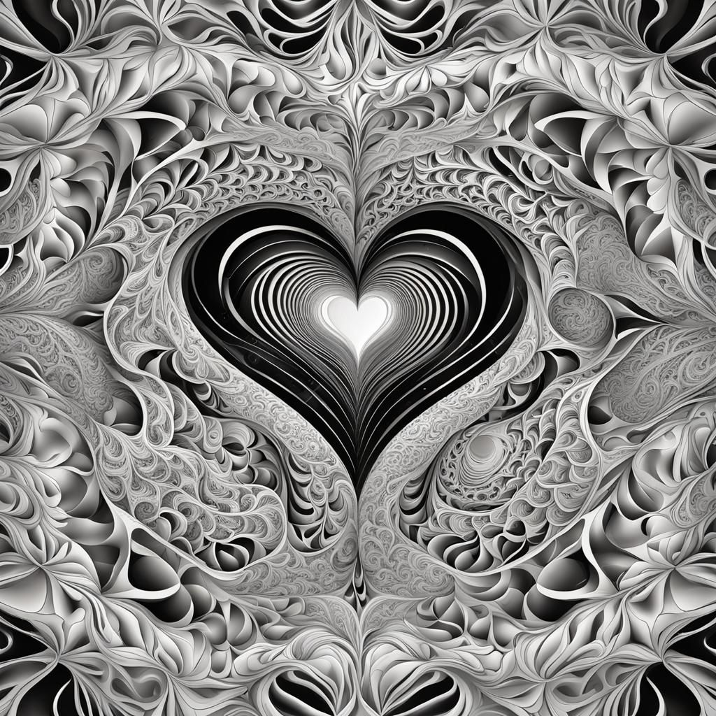 Infinite heart, eternal love, devotion abstract vector fractal, wave ...