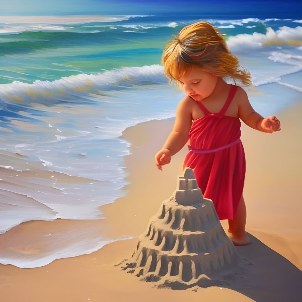 Girl and a Sandcastle 1-2 - AI Generated Artwork - NightCafe Creator
