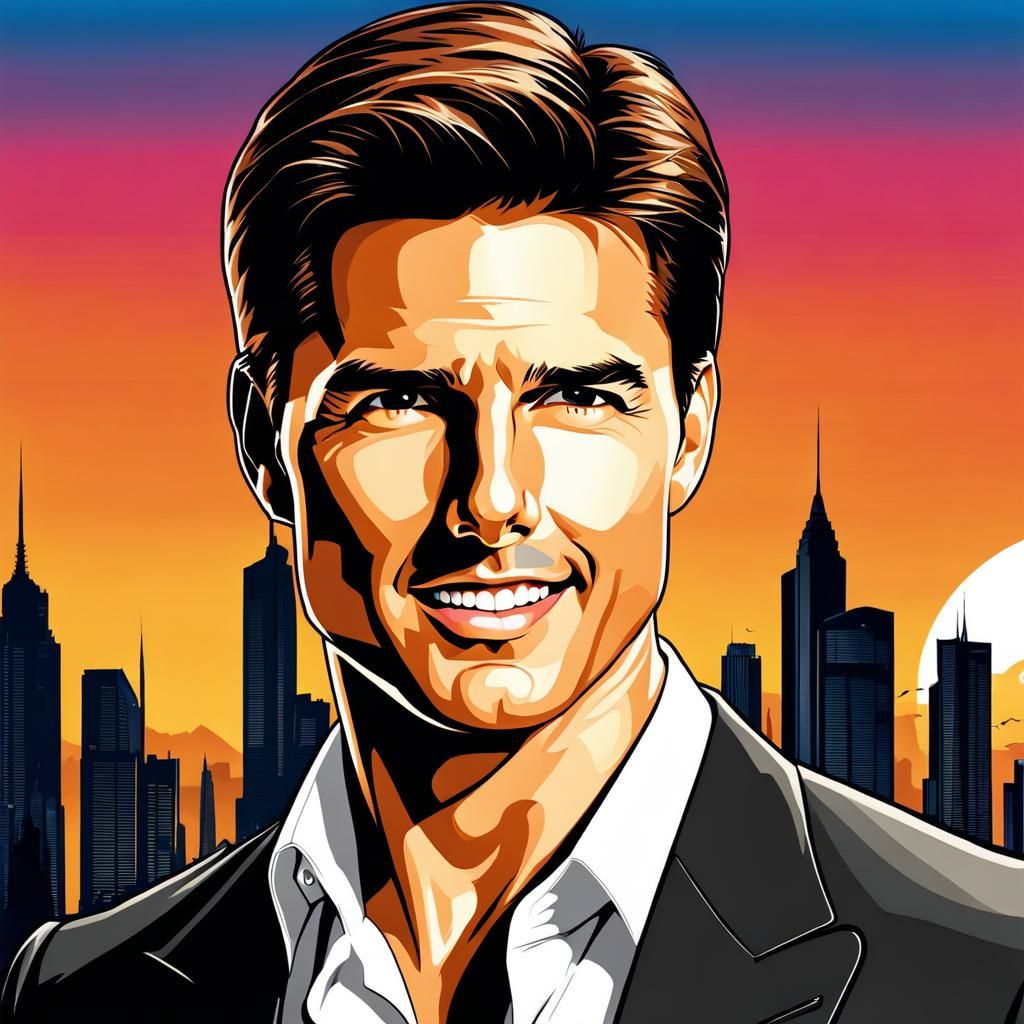 Handsome cartoon Tom Cruise, beautiful background - AI Generated ...