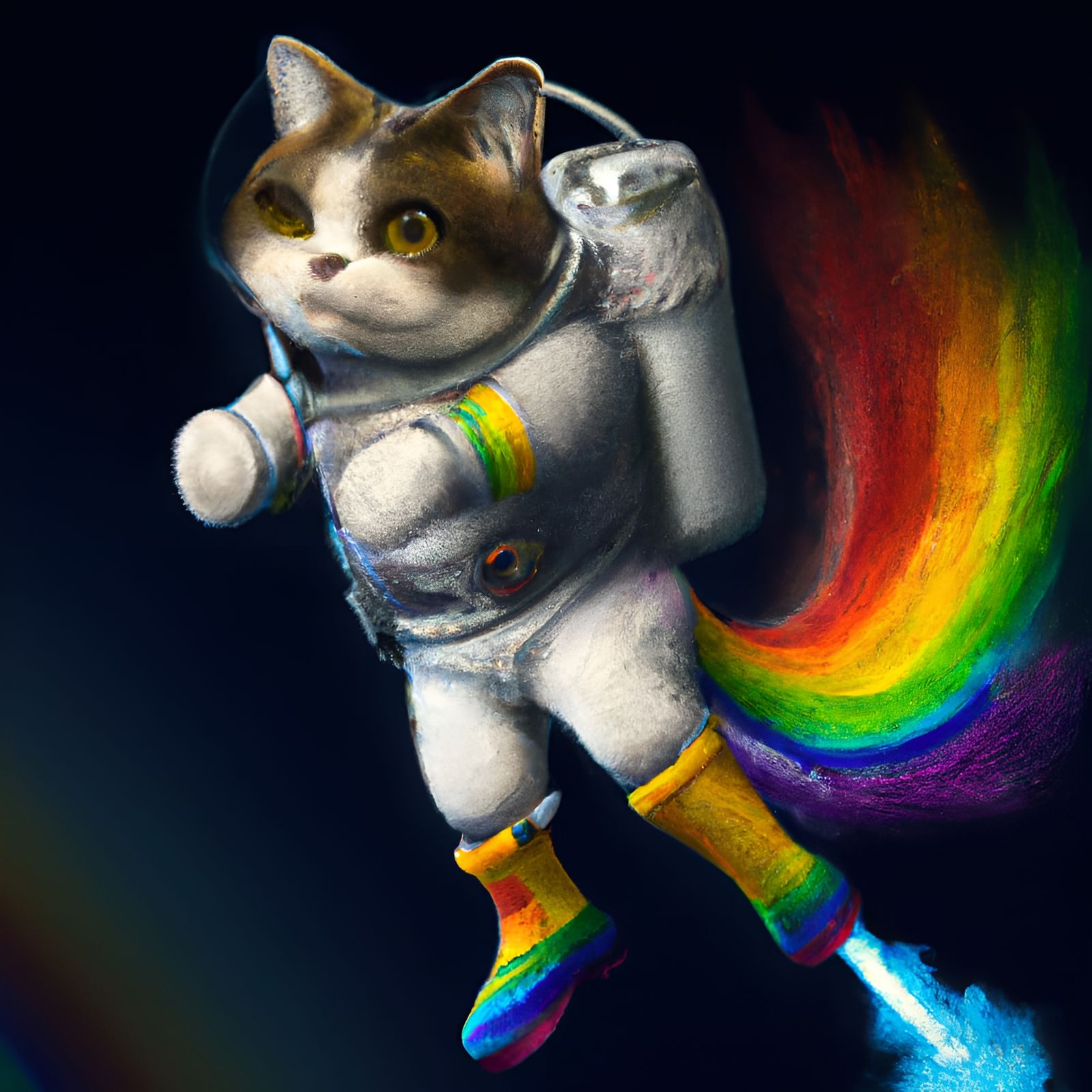 rainbow jetpack cat - AI Generated Artwork - NightCafe Creator
