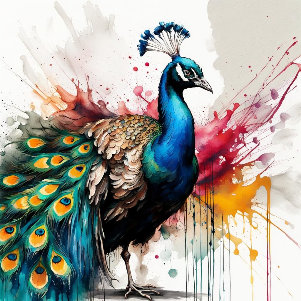 Splash Peacock - AI Generated Artwork - NightCafe Creator