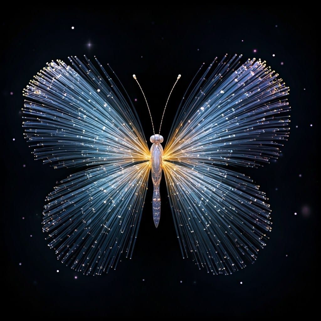 Ethereal Cyberpunk Butterfly in Holographic Splend... - AI Art