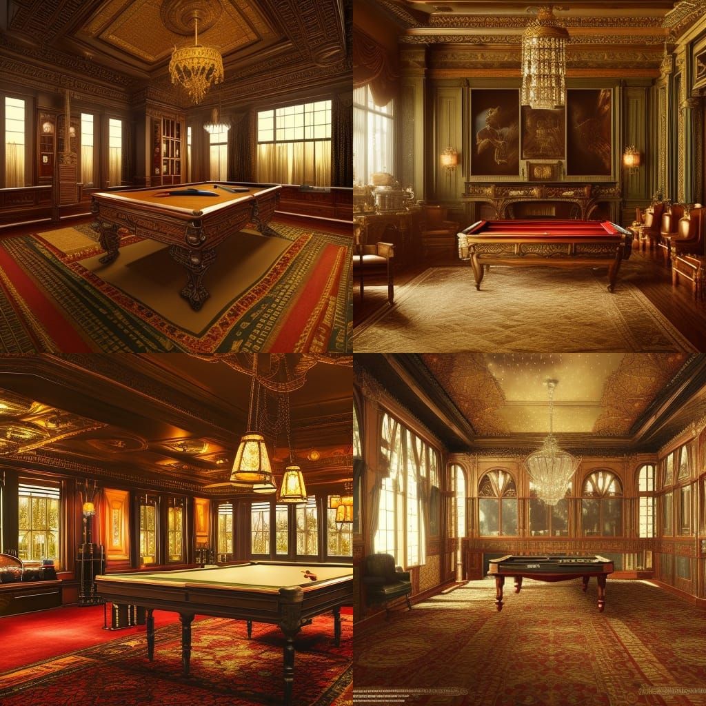 Interior of Victorian mansion billiard room - AI Generated Artwork ...