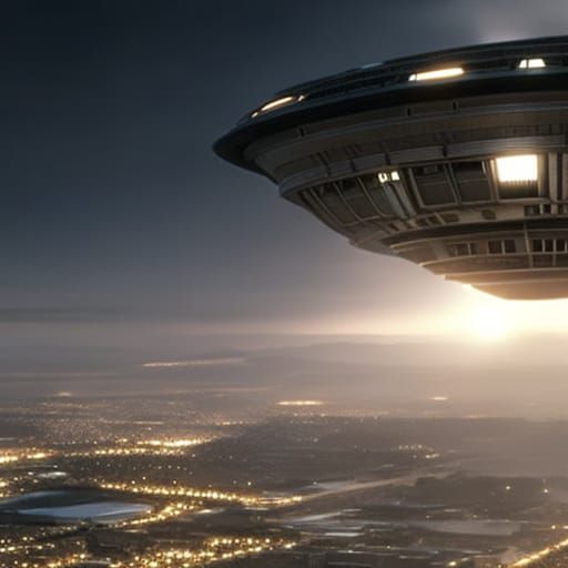 An alien Mothership hovering over a town, Epic cinematic brilliant ...