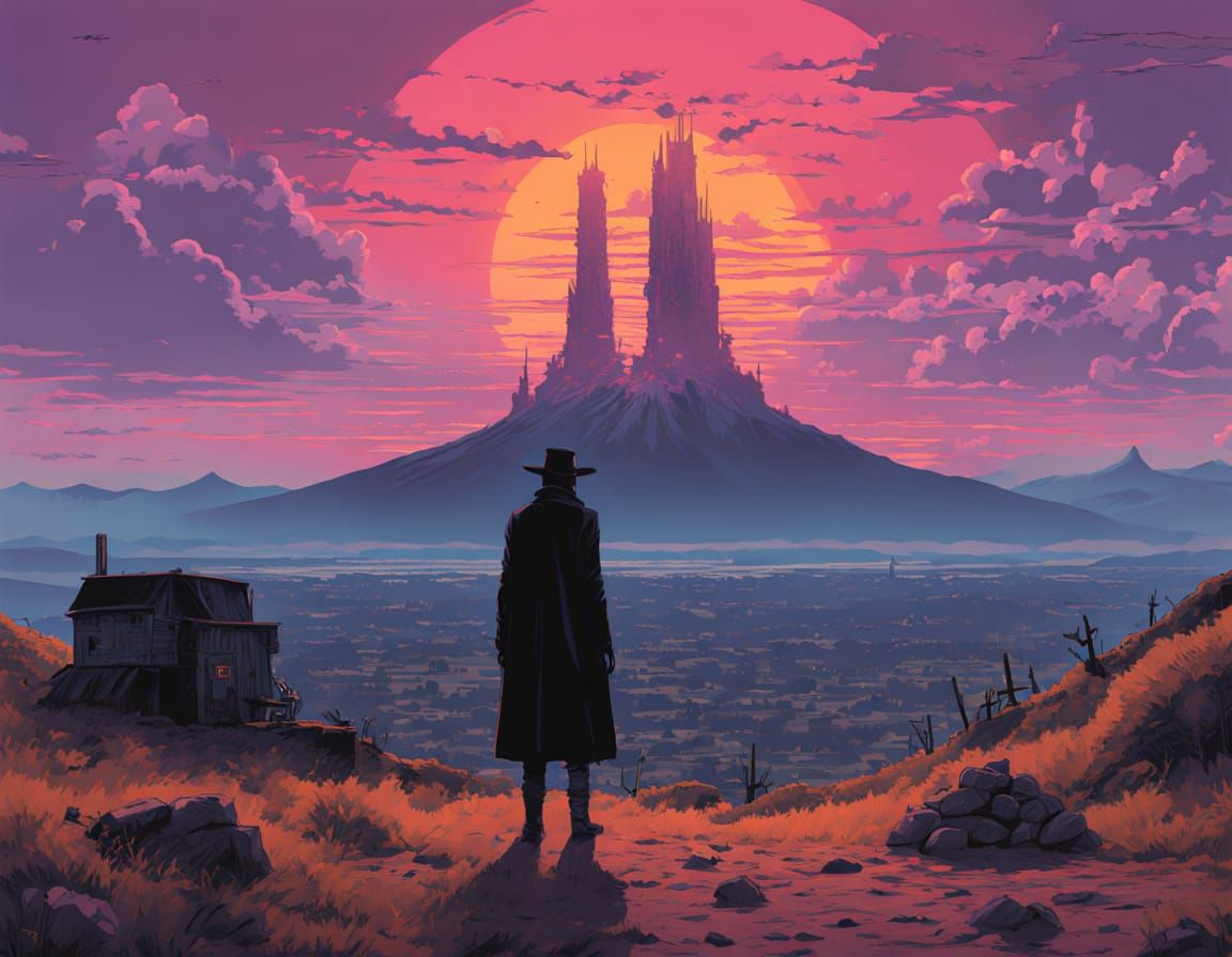 Epic Western Sci-Fi Poster Art in Cyberpunk Style - AI Art