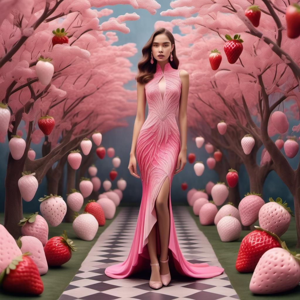 Shades Of Pink Close Fitting Evening Gown Realistic & Creative. Redone ...