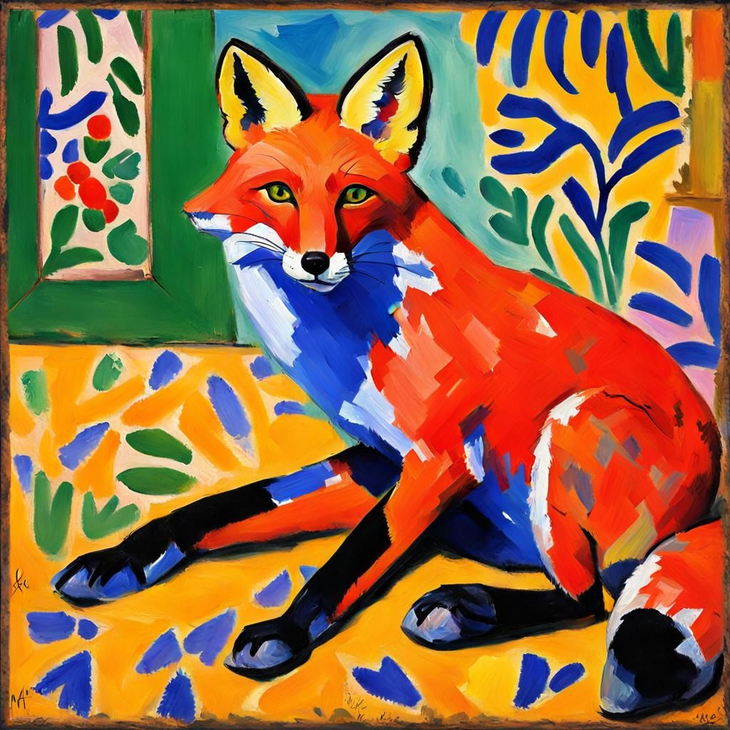 portrait of a fox by Henri Matisse, fauvism, oil painting, vibrant colors - AI Generated Artwork ...