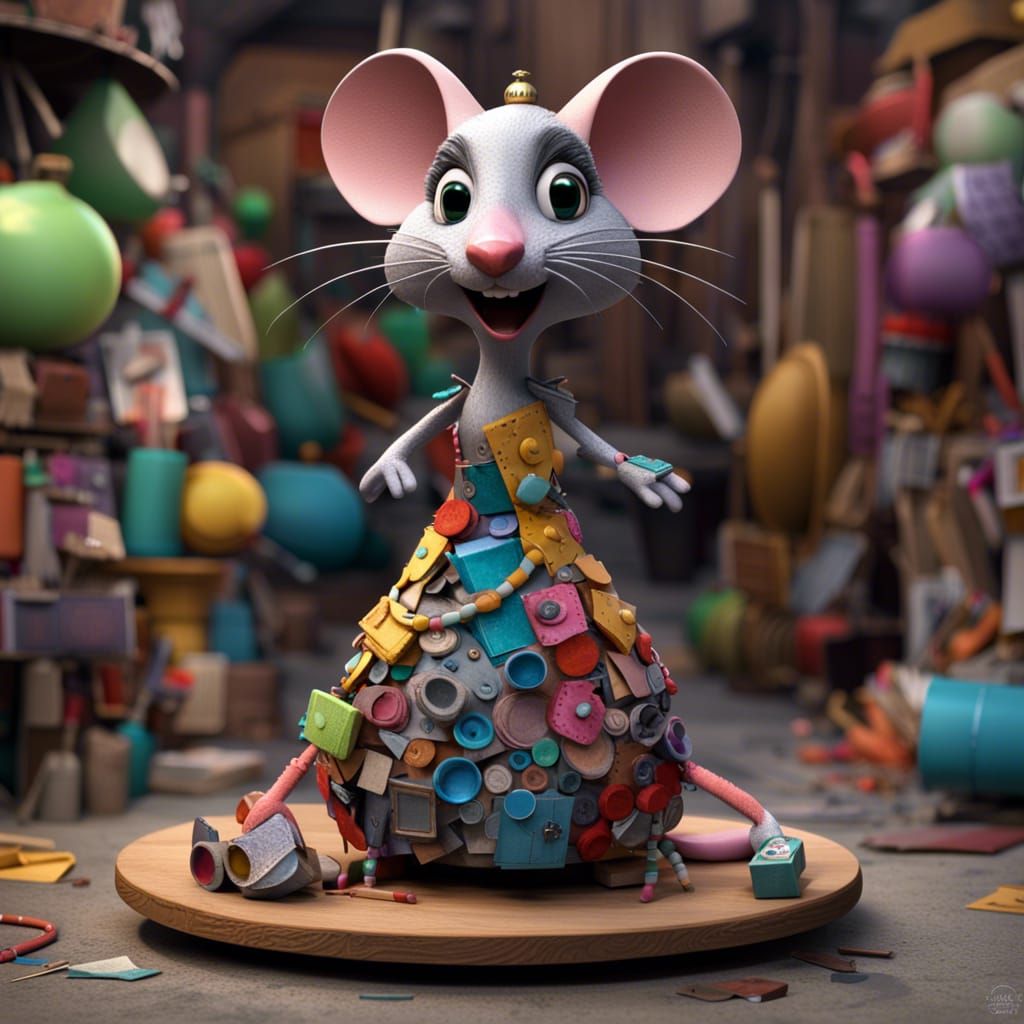 the Trashion Alley rat doll Vermina presenting her Trashion dress made ...