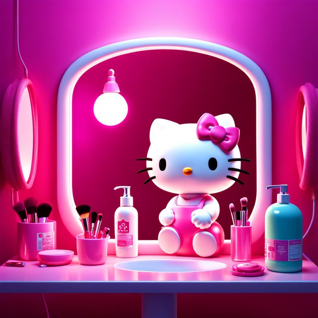 Hello Kitty make up themed area - AI Generated Artwork - NightCafe Creator
