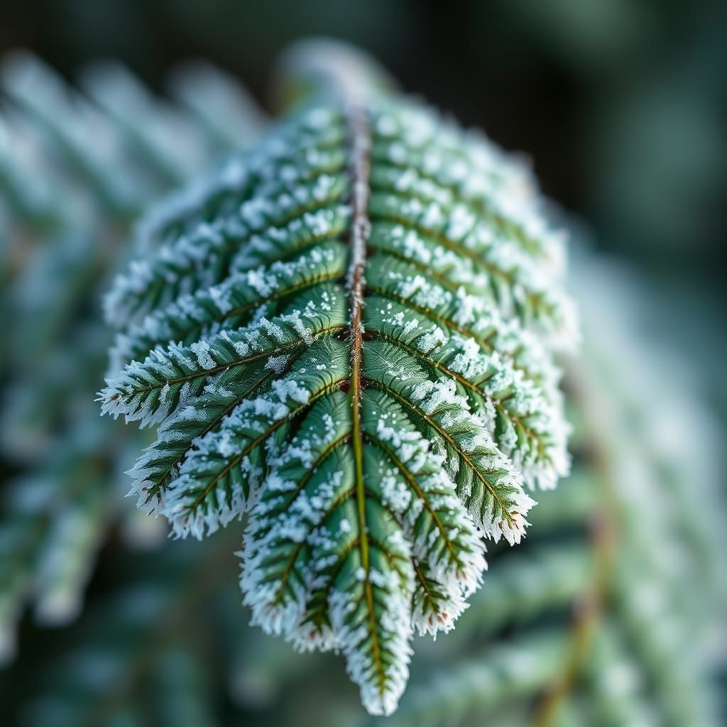 Rime frost covered Fern leaves - Rime frost covered Fern lea...