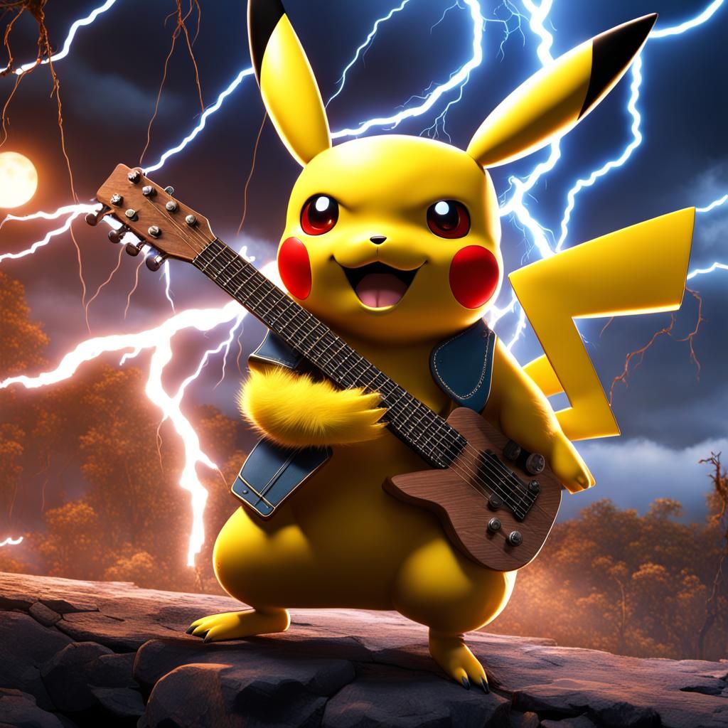 Pikachu playing the guitar - AI Generated Artwork - NightCafe Creator