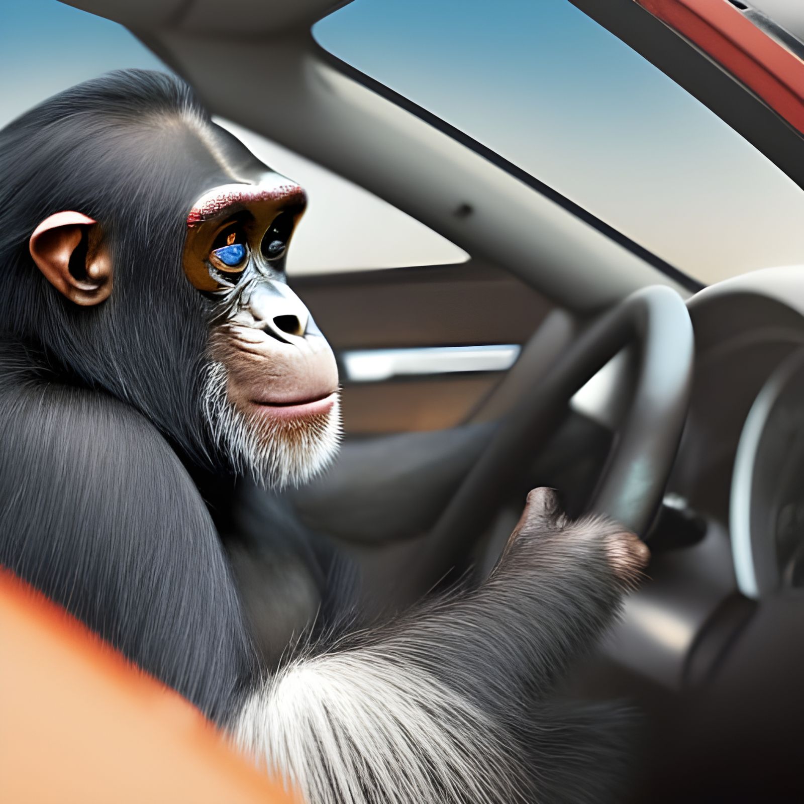 Chimpanzee - Rally Driver - AI Generated Artwork - NightCafe Creator