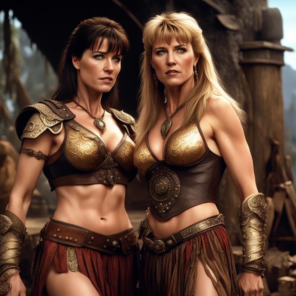 xena (lucy lawless) seduces gabrielle (renee o'connor) - AI Generated Artwork - NightCafe Creator